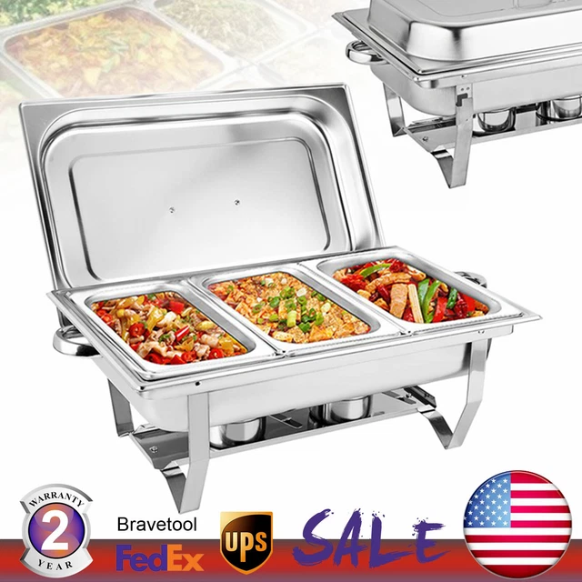 3*3L CHAFING DISH Buffet Food Pan Set Stainless Steel Catering Food ...