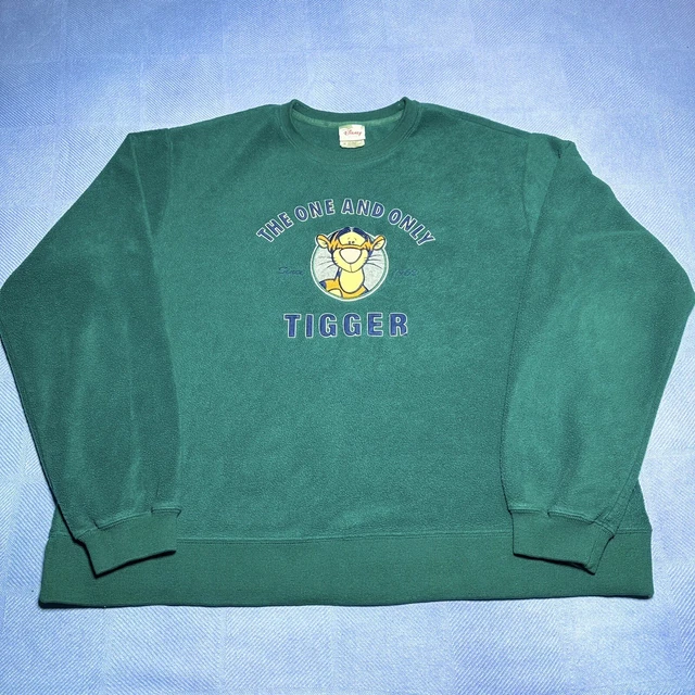 DISNEY STORE THE One And Only Tigger Green Fleece Pullover Sweatshirt ...