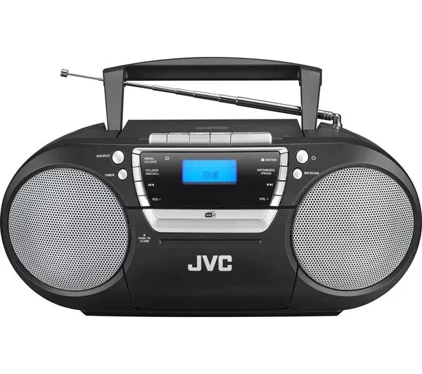 JVC DAB+ FM USB Aux-In CD Cassette Bluetooth Boombox - Black RC-D322B £ ...