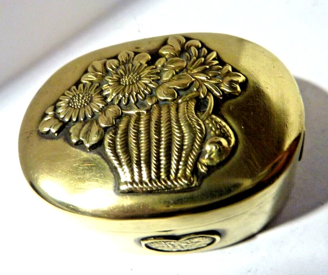 ANTIQUE JAPANESE BRONZE/BRASS Snuff box with Gilded Brass attachments ...