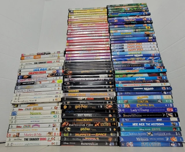 WHOLESALE LOT 100+ DVDs Kids & Family Children's Baby Pixar Disney Barbie Potter $44.62 ...