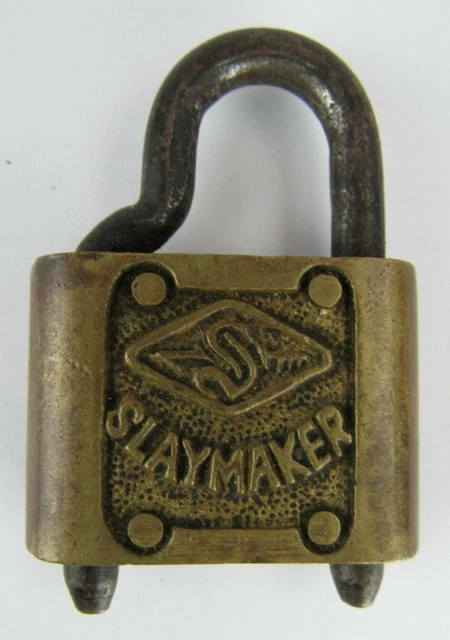 RARE SHACKLE SHANK SHAPE curved vintage antique SLAYMAKER pad lock ...