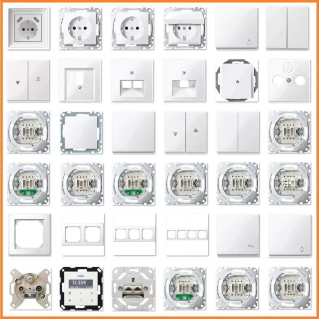 MERTEN SYSTEM M, M-Smart 1-M Steckdose Rahmen Schalter Wippe polarweiß ...