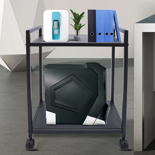2-TIER COMPUTER TOWER Stand CPU Stand Cart Printer PC Holder Floor ...