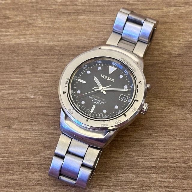 VINTAGE PULSAR 5M42-OM70 Kinetic WR 100M Men's Divers Watch - Working ...