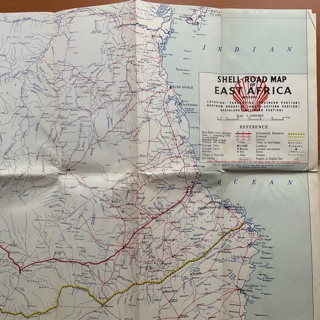 ORIGINAL PRE-1953 SHELL Road Map Of East Africa, Section 1 £10.00 ...
