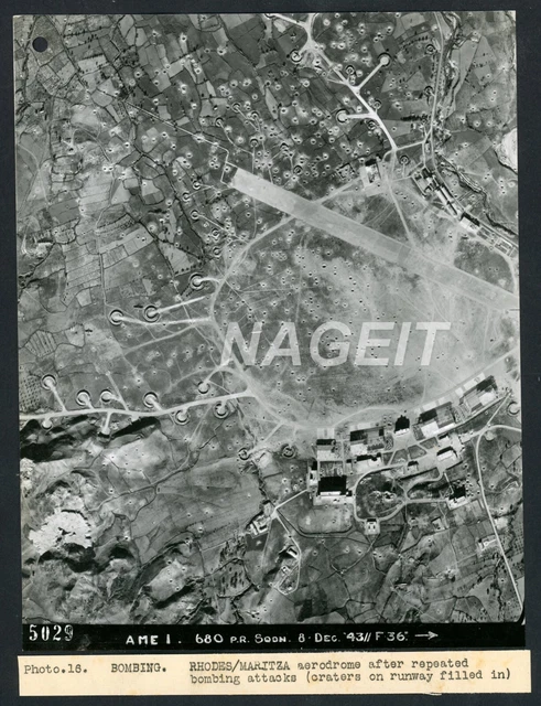 WW2 RAF ORIGINAL Aerial Photo Rhodes/Maritza Airfield Bombing, 680 Sqdn ...