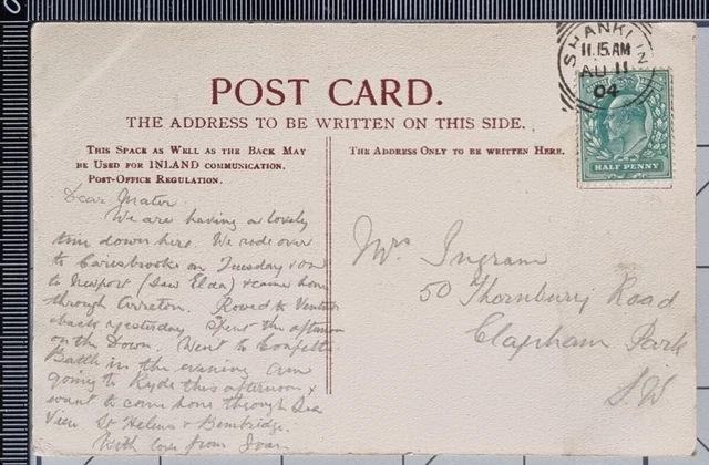 ANCIENNE CARTE POSTALE 1904 Ile de Wight Shanklin Vieux Chine Route EUR ...