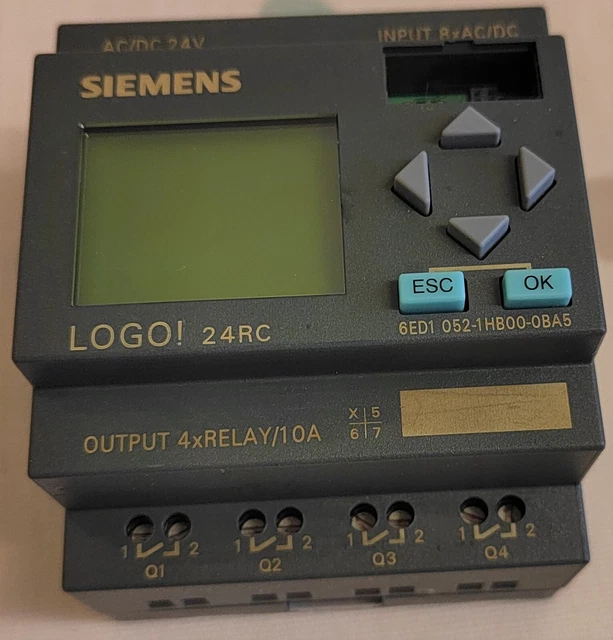 SIEMENS LOGIC MODULE Logo 24RC Part number 6ED1 052-1HB00-0BA5 DI 8/DO ...