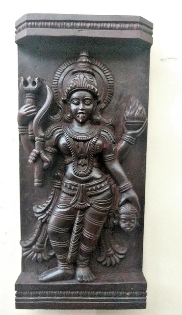 VINTAGE TEMPLE WALL Panel Hindu Durga Kali Devi panel sculpture Statue ...