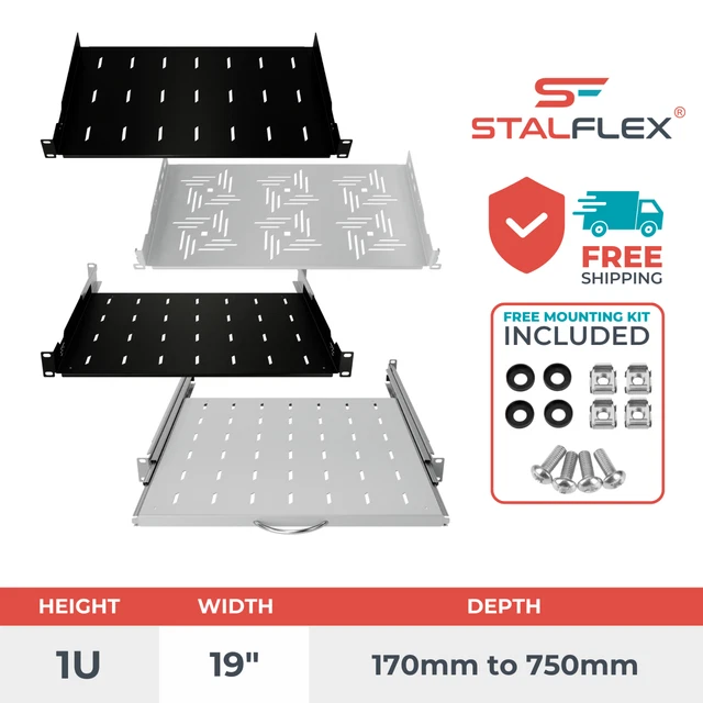 19& 1U MODEM Rack Mount Shelves- FIXED ADJUSTABLE TELESCOPIC Data ...