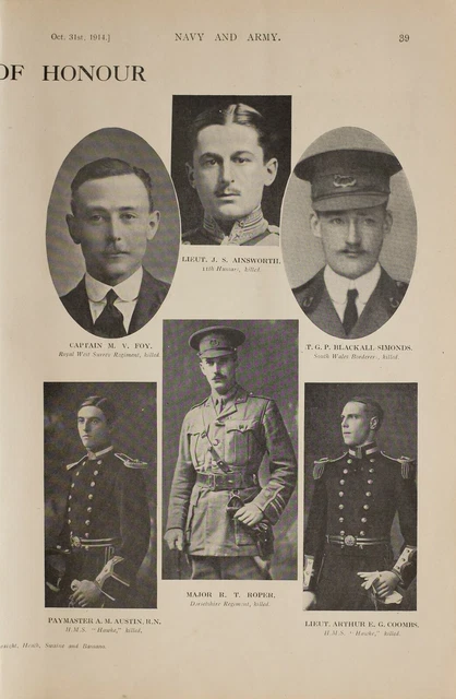 1914 WW1 ARTICLE & Pics Roll Of Honour Major Christie Capt Helme ...