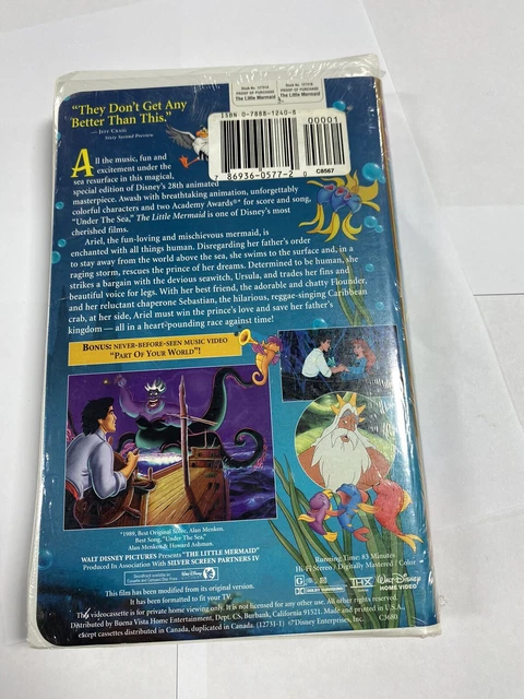THE LITTLE MERMAID (VHS, 1998) Walt Disney Masterpiece Collection, 1989 ...