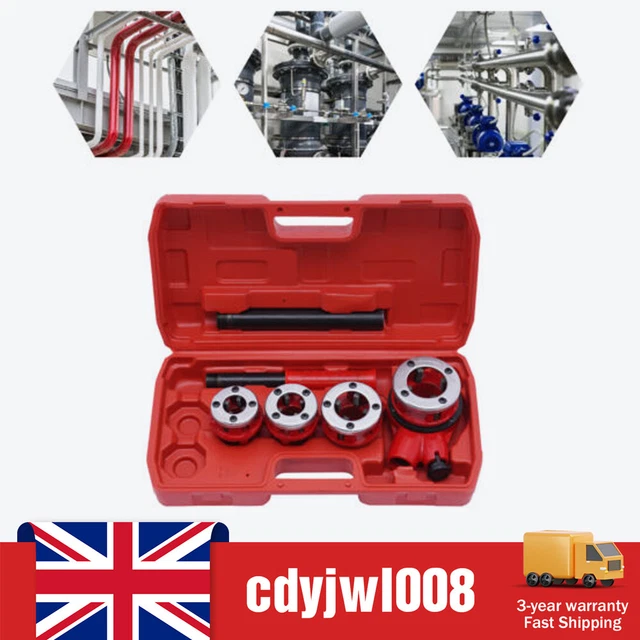 PIPE THREADING KIT BSPT Thread Cutting Steel Threader Plumbers Set UK £ ...