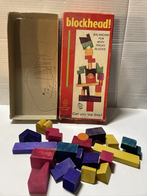 VINTAGE BLOCKHEAD GAME 1954 SAALFIELD Are You A BLOCKHEAD? Party Game ...