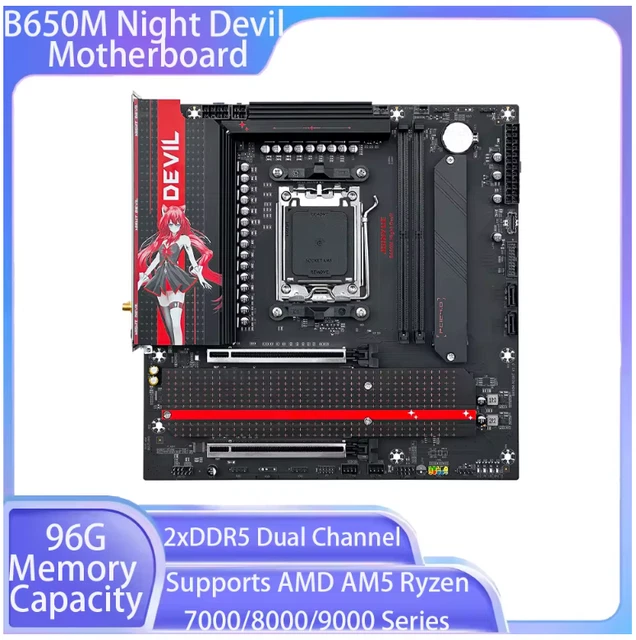 JGINYUE B650M NIGHT Devil MATX Motherboard DDR5 AMD Ryzen AM5 Desktop £ ...