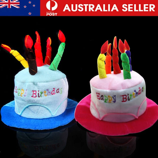 HAPPY BIRTHDAY CAKE Hat Cute Fabric Birthday Hat with Plush Candles for ...