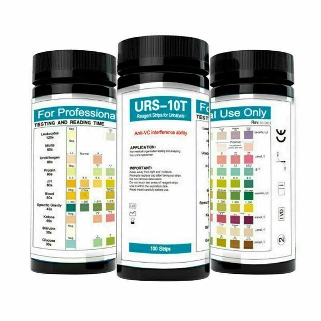 100 STRIPS URS-10T Reagent Urinalysis Strips 10 Parameters Urine Test ...
