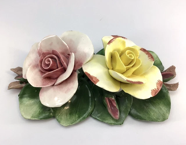 VINTAGE CAPODIMONTE FLORAL Roses Flowers Porcelain Made in Italy £21.22 ...