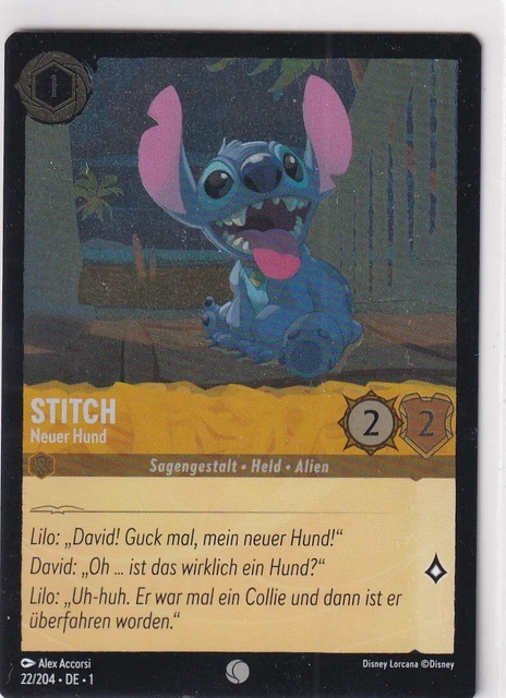RAVENSBURGER DISNEY LORCANA 2023 No. 22/204 Stitch Holo Foil German £6. ...