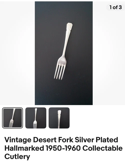 VINTAGE DESERT FORK Silver Plated Hallmarked 1950-1960 Collectable ...