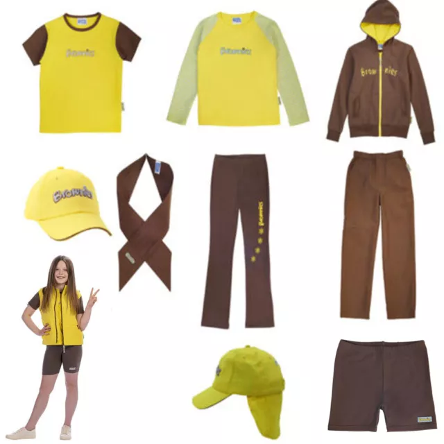 BROWNIES GIRLGUIDING UNIFORM Long T shirt Leggings Trousers Shorts Cap ...