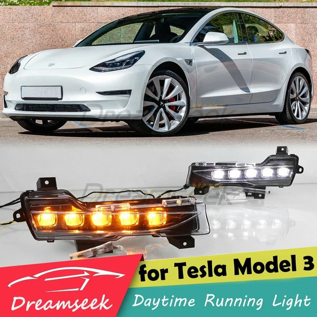 LED DRL LAMPE pour 2017-2021 Tesla Model 3 Diurne Feux Jour Dynamique ...