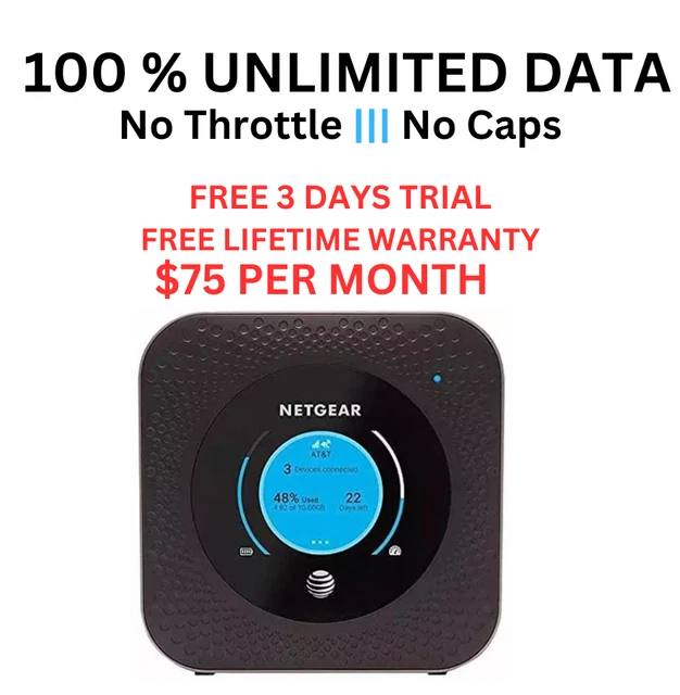 AT&T UNLIMITED DATA Netgear M1 MR1100 4G LTE RV's Internet Home $75 ...