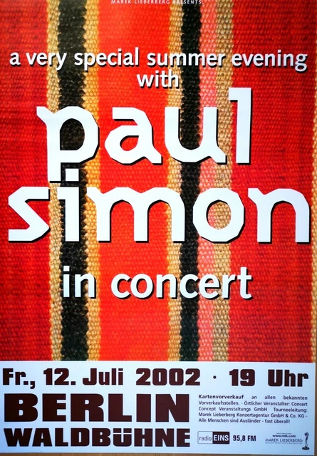 PAUL SIMON 2002 BERLIN - orig. Concert Poster - Konzert Plakat A1 xx ...