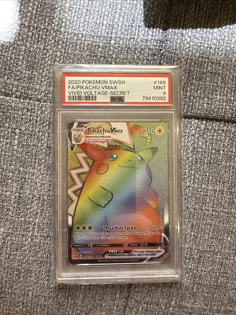 POKEMON TCG PIKACHU Vmax Rainbow Hyper Rare 188/185 Vivid Voltage PSA 9 ...