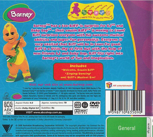 BARNEY THE DINOSAUR DVD & Friends Riff's Musical Zoo - TV Series ABC ...