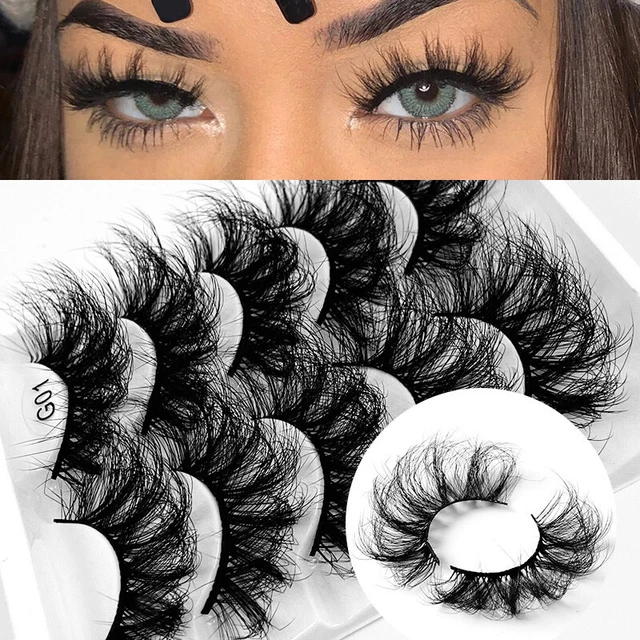 5 PAIRS MINK 8D Fluffy False Eyelashes Extra Long Natural Thick Women ...