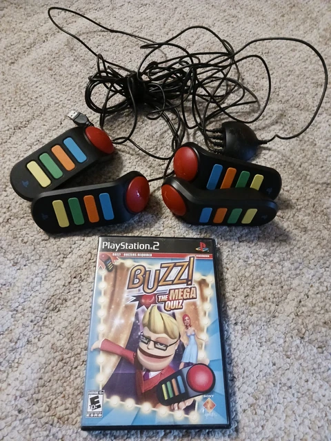 PLAYSTATION 2 PS2 Buzz The Mega Quiz w/ Buzzer Controllers Buzz Games ...