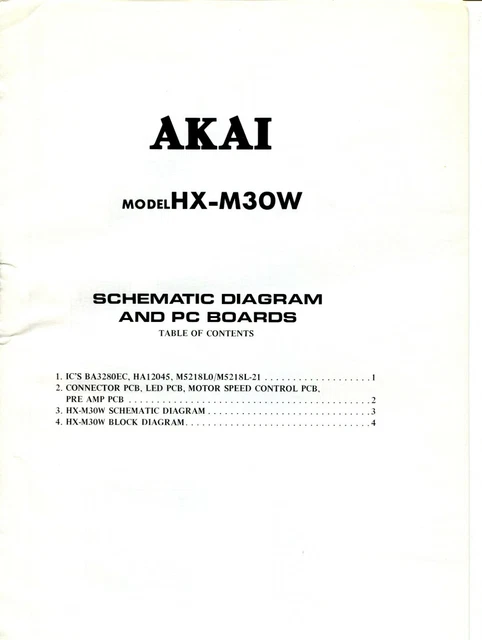 AKAI MODEL HX-M30W Stereo Cassette Deck Schematic Diagram & PC Boards £ ...