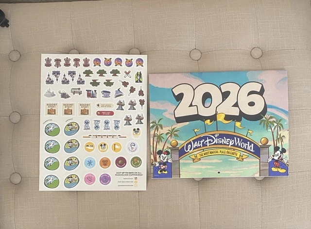 DISNEY ANNUAL PASSHOLDERS 2026 Calendar with Stickers $42.00 - PicClick CA
