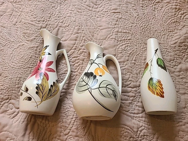 VINTAGE E. RADFORD Pottery - Hand Painted Jugs X 3 14 Cm Tall £16.99 ...