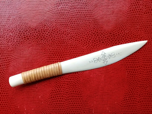 COUPE PAPIER OUVRE lettre en os et osier finement décoré EUR 22,00 ...