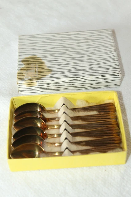 6 MOKKALÖFFEL GRASOLI Solingen verm vergoldet L 10,3 cm OVP Design 70er Jahre EUR 31,00 ...