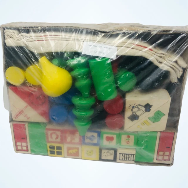 IKEA FIBBEL WOOD Building Blocks Classic Toy Original Canvas Bag 60 ...