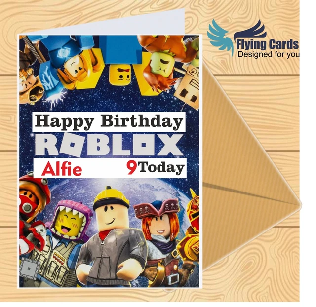 PERSONALISED ROBLOX BIRTHDAY Greeting Card- Any Name / Age Kids Boys ...
