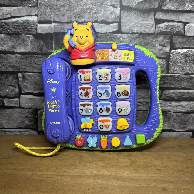VTECH DISNEY WINNIE The Pooh Teach 'n Lights Phone Electronic ...