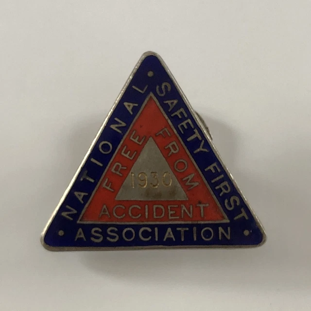 NATIONAL SAFETY FIRST Association Free From Accident 1930 Enamel Badge ...