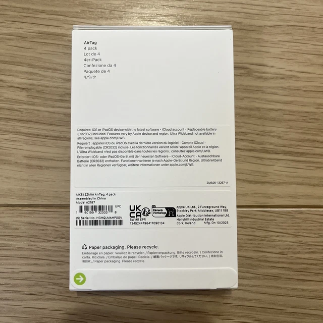 APPLE AIRTAG 4 pack Track and find your keys, wallet, luggage and more ...