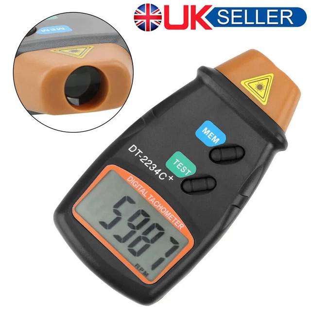 DT2234C DIGITAL LASER Rev Counter Meter Non-contact Tachometer Rev ...