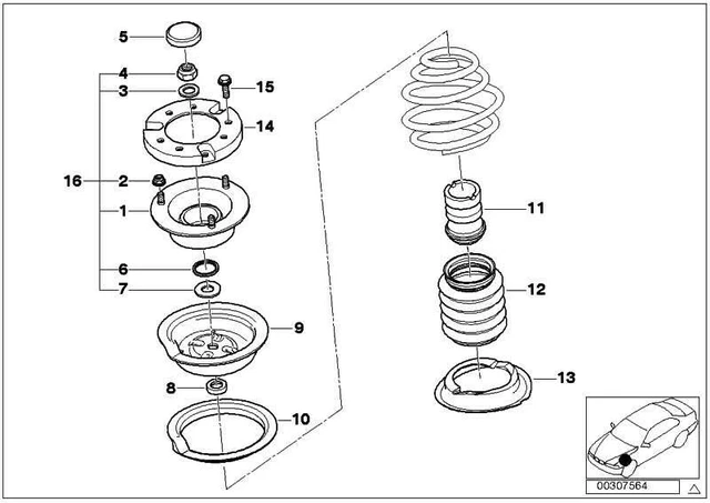 ORIGINAL BMW FEDERTELLER Set Vorderachse E46 E39 E60 E61 E63 E64 ...