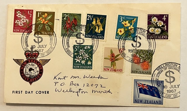 1967 NEW ZEALAND Fdc Cover Stamp Set Wellington Introduction Of Decimal ...