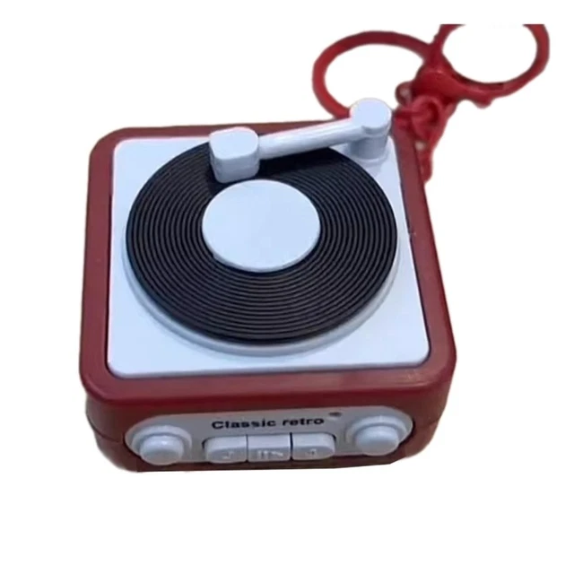 VINTAGE RECORD PLAYER Keychain With Recording Function and Decorative ...