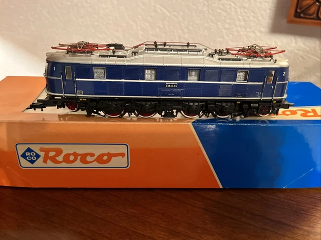 ROCO 43659 H0 Altbau-E-Lok E 18 45 kobaltblau der DB Epoche 3 Lok OVP ...