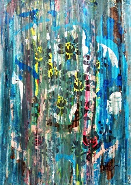 ABSTRACT PAINTING EXPRESSIONISM Original Colourful Art Signed 100% ...