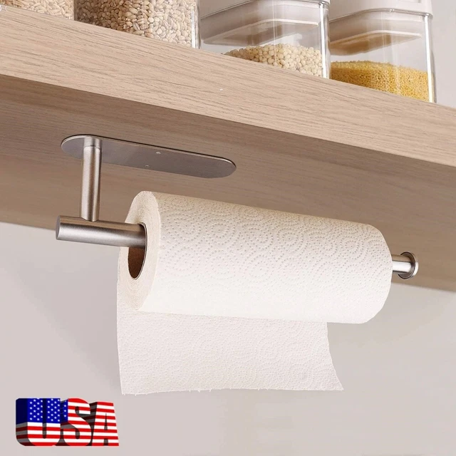 HOLDER KITCHEN ROLL Towel Paper Rack Under Cabinet Wall Toilet Self ...